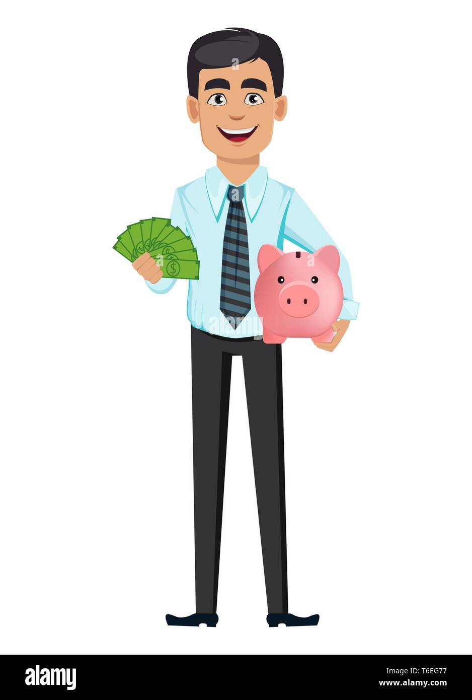 Concept of handsome smiling confident business man. Cartoon character ...