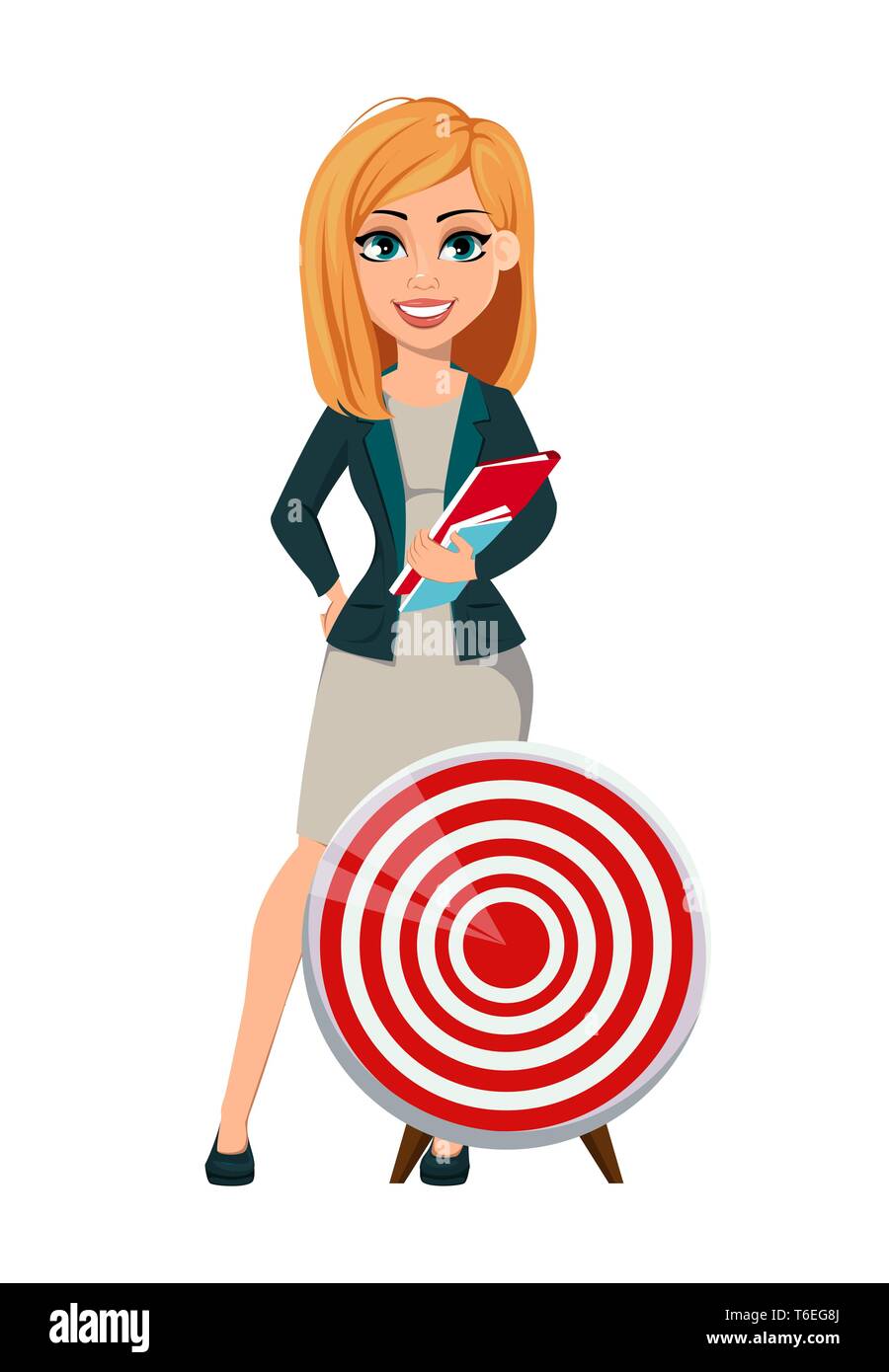 Concept of modern business woman. Cheerful cartoon character ...