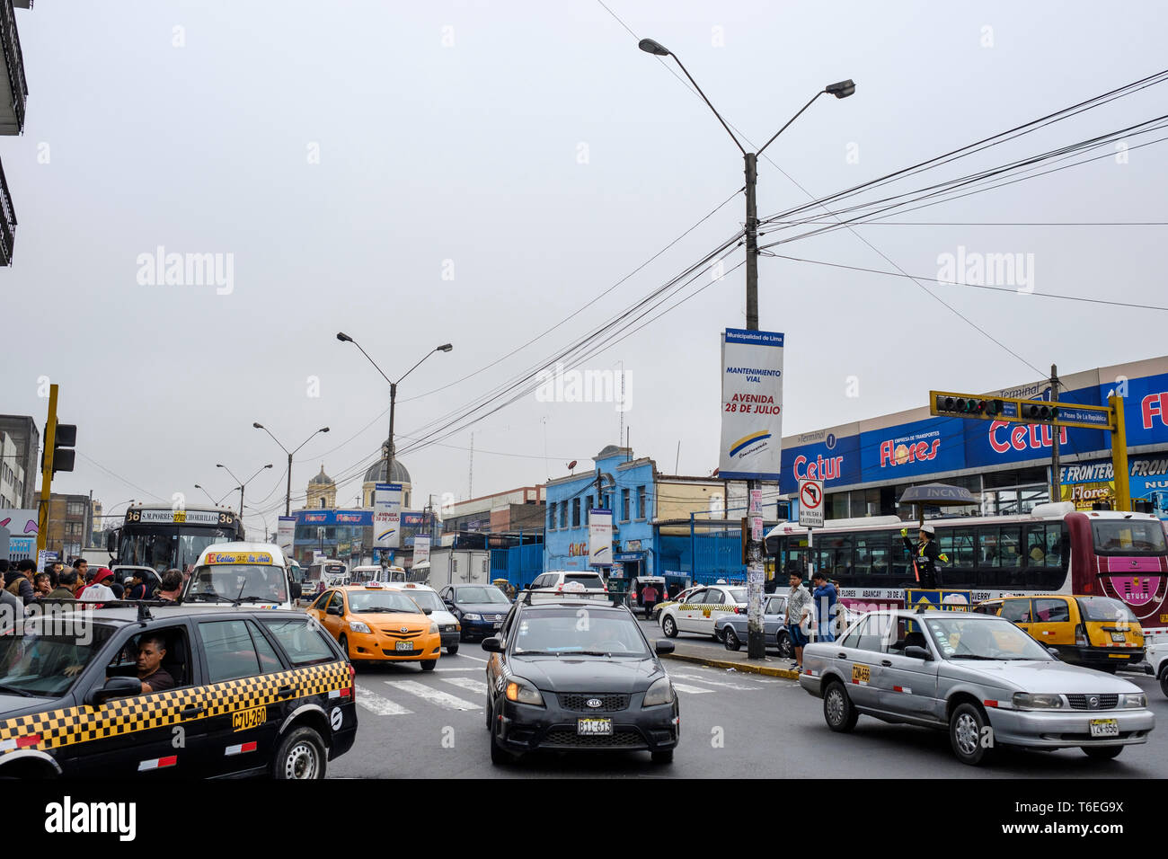 Busy streets and pollution fog in Lima, Peru Stock Photo - Alamy