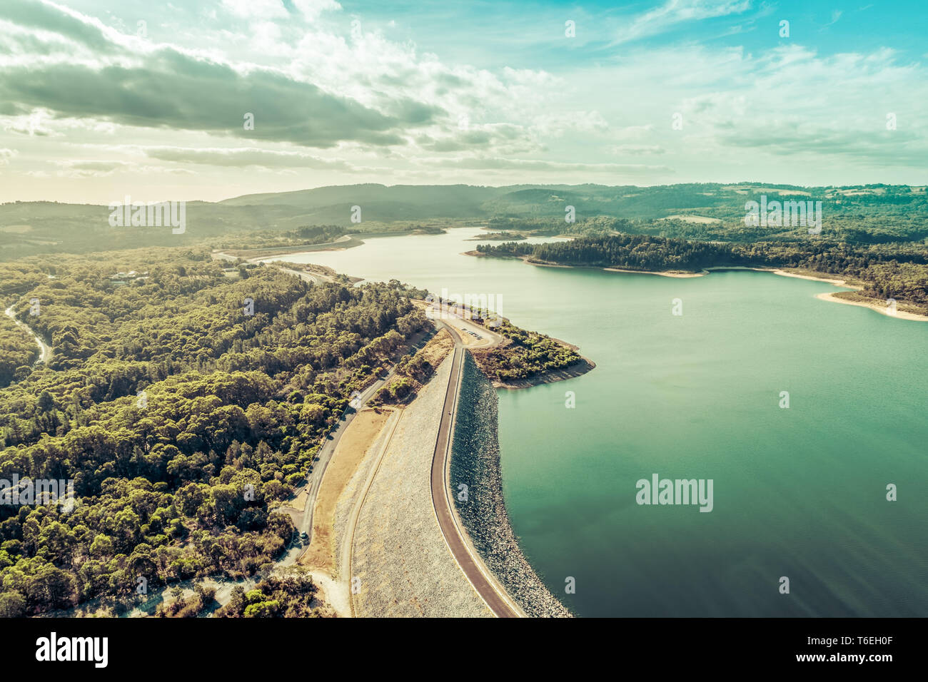 Cardinia Reservoir Lake and forest on sunny day in Melbourne, Australia ...