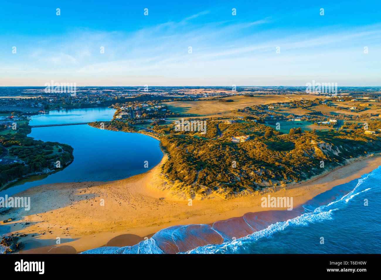 Aerial view of river mouth hi-res stock photography and images - Alamy