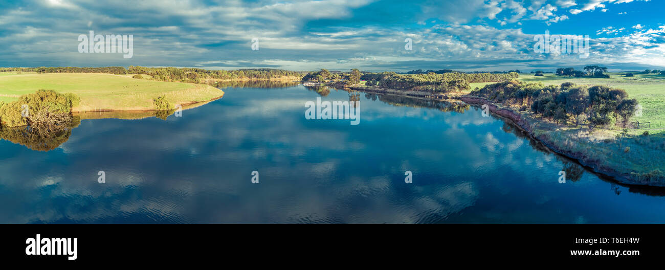 Aerial panorama of scenic river in Victoria, Australia Stock Photo - Alamy
