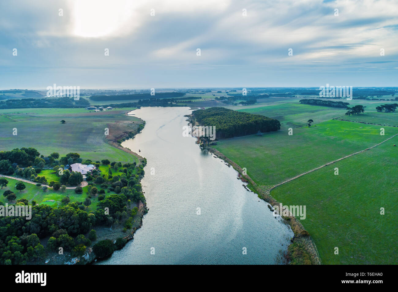 Aerial view of Hopkins River near Warrnambool, Australia Stock Photo ...
