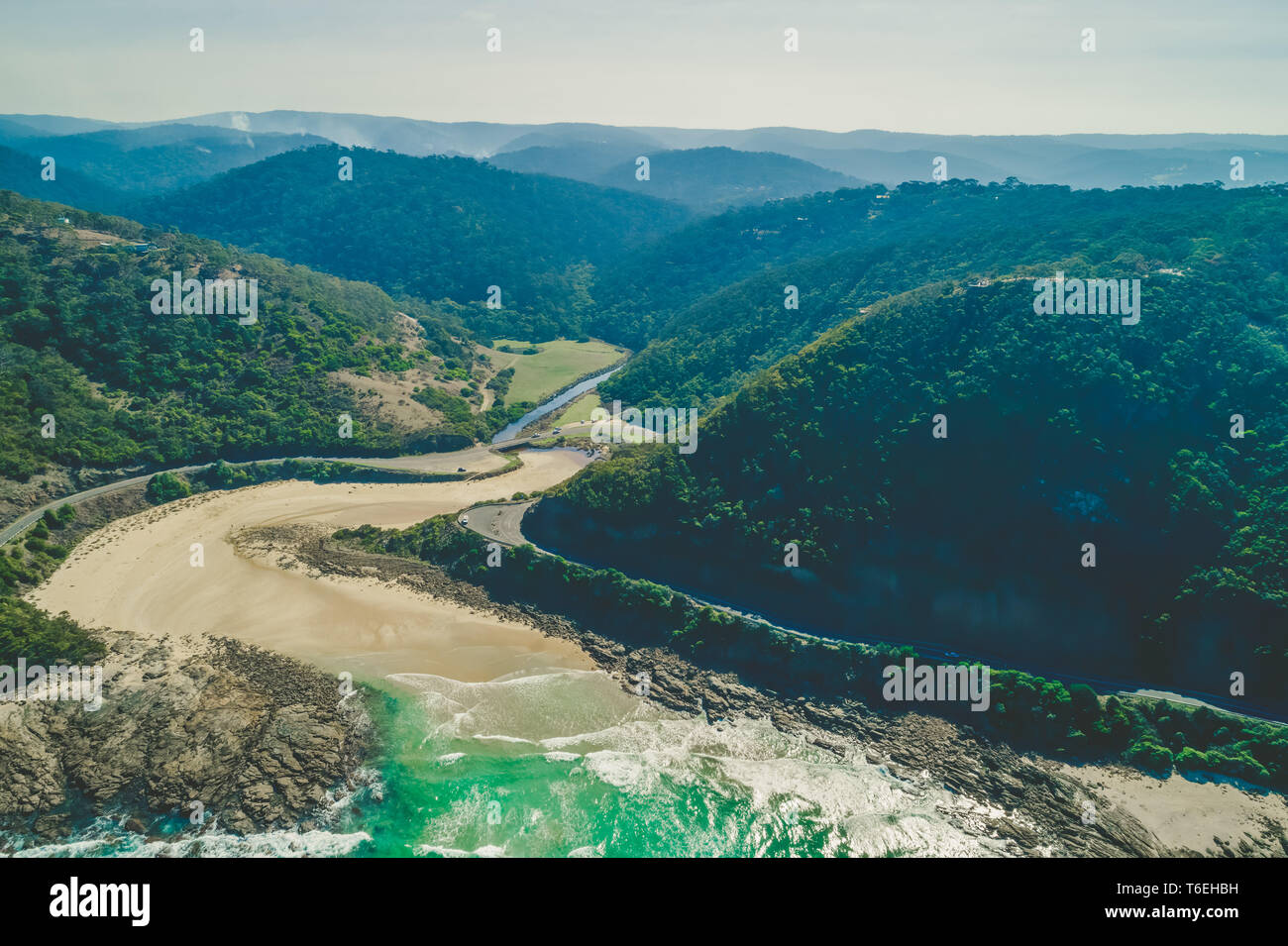 Aerial view coastline forested hi-res stock photography and images - Alamy