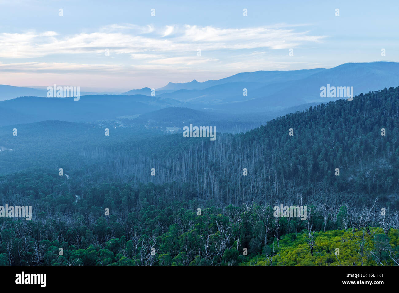 View of Yarra Ranges National Park at sunset from Keppel Lookout Stock ...