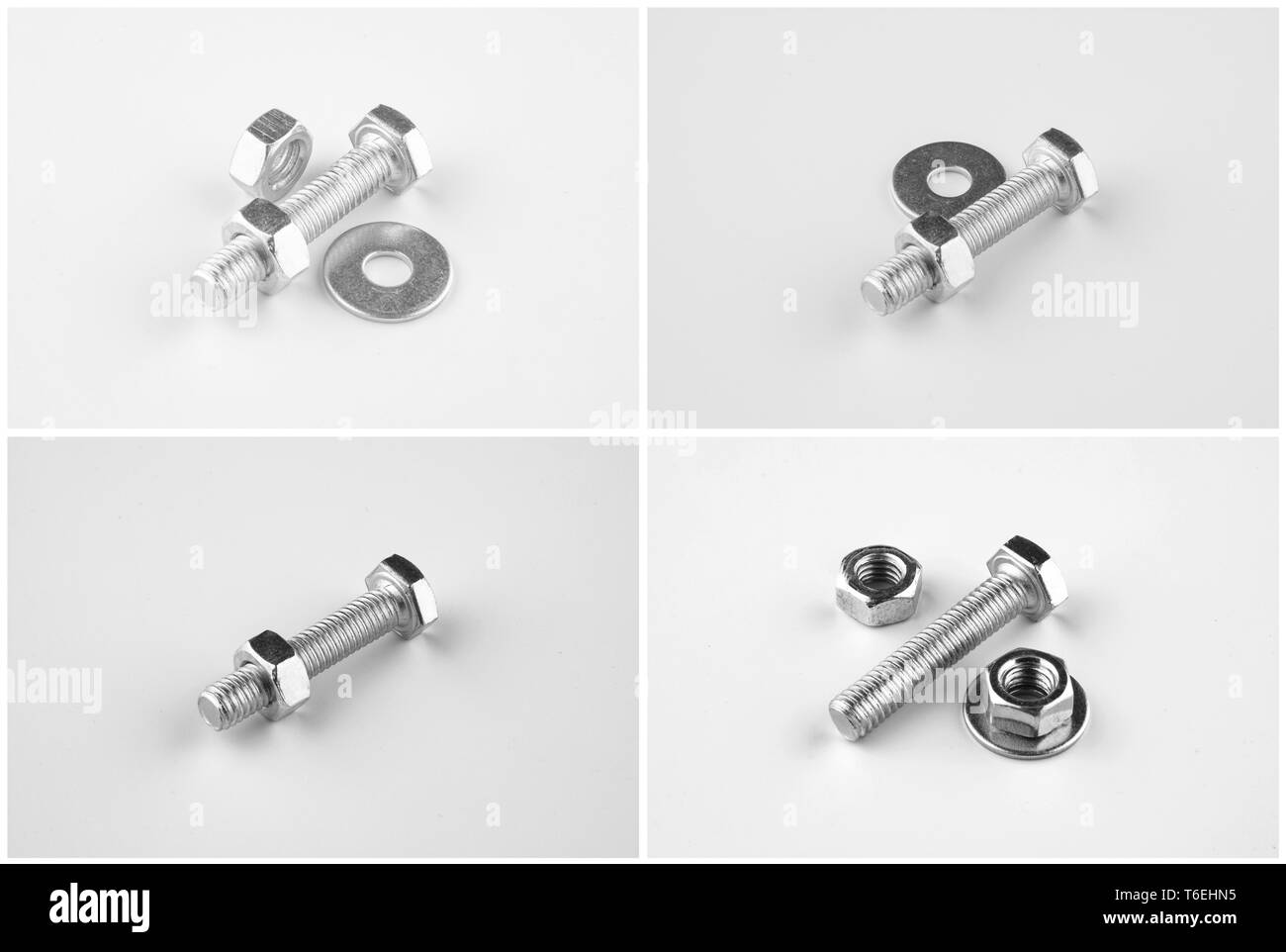 Nuts and bolts closeup on white background Stock Photo - Alamy