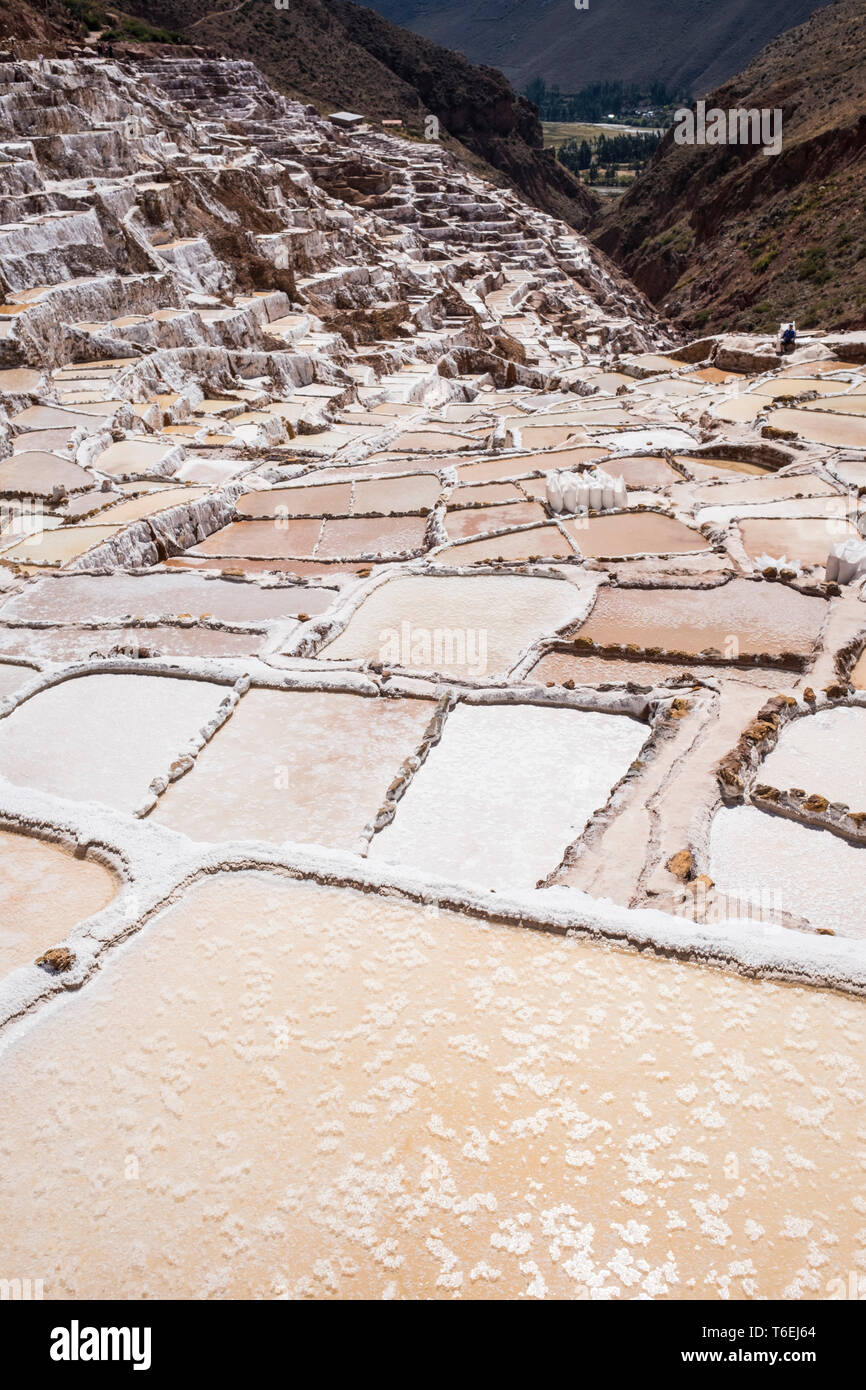 Salt-evaporation ponds of Maras mines in the Sacred Valley, Cusco ...