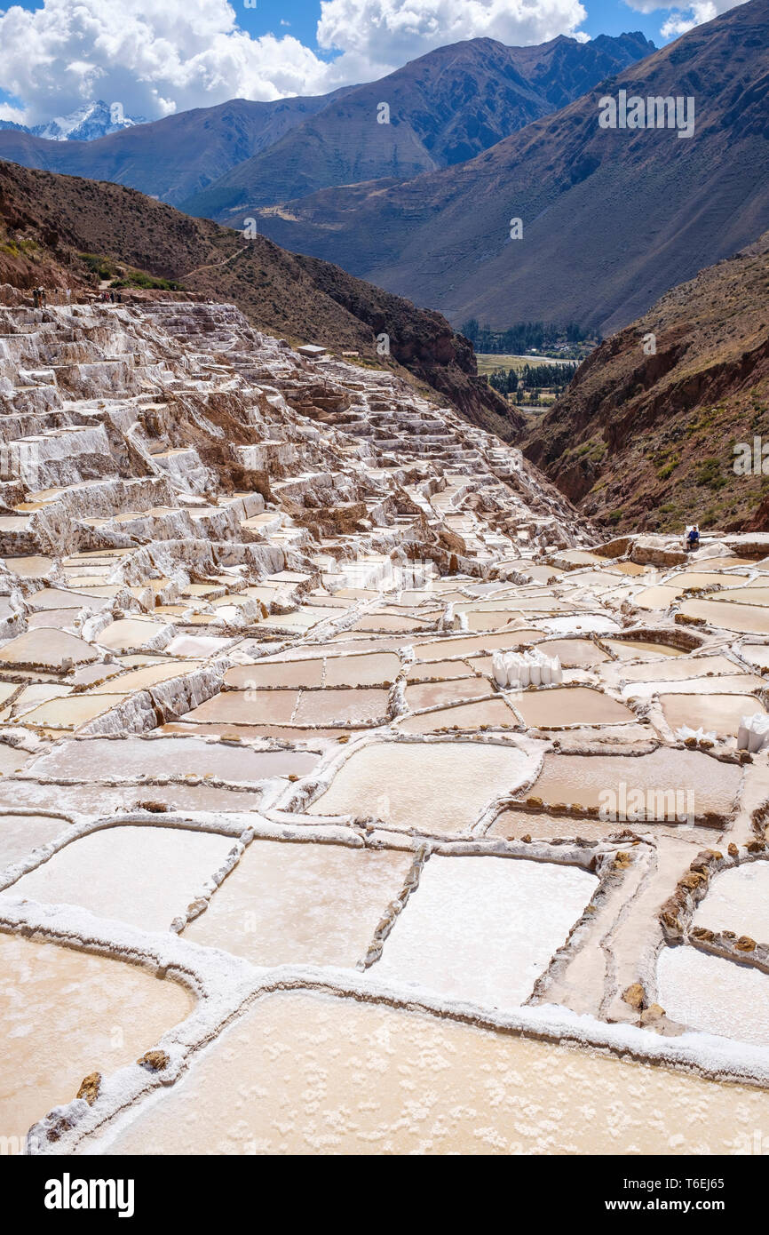 Salt-evaporation ponds of Maras mines in the Sacred Valley, Cusco ...