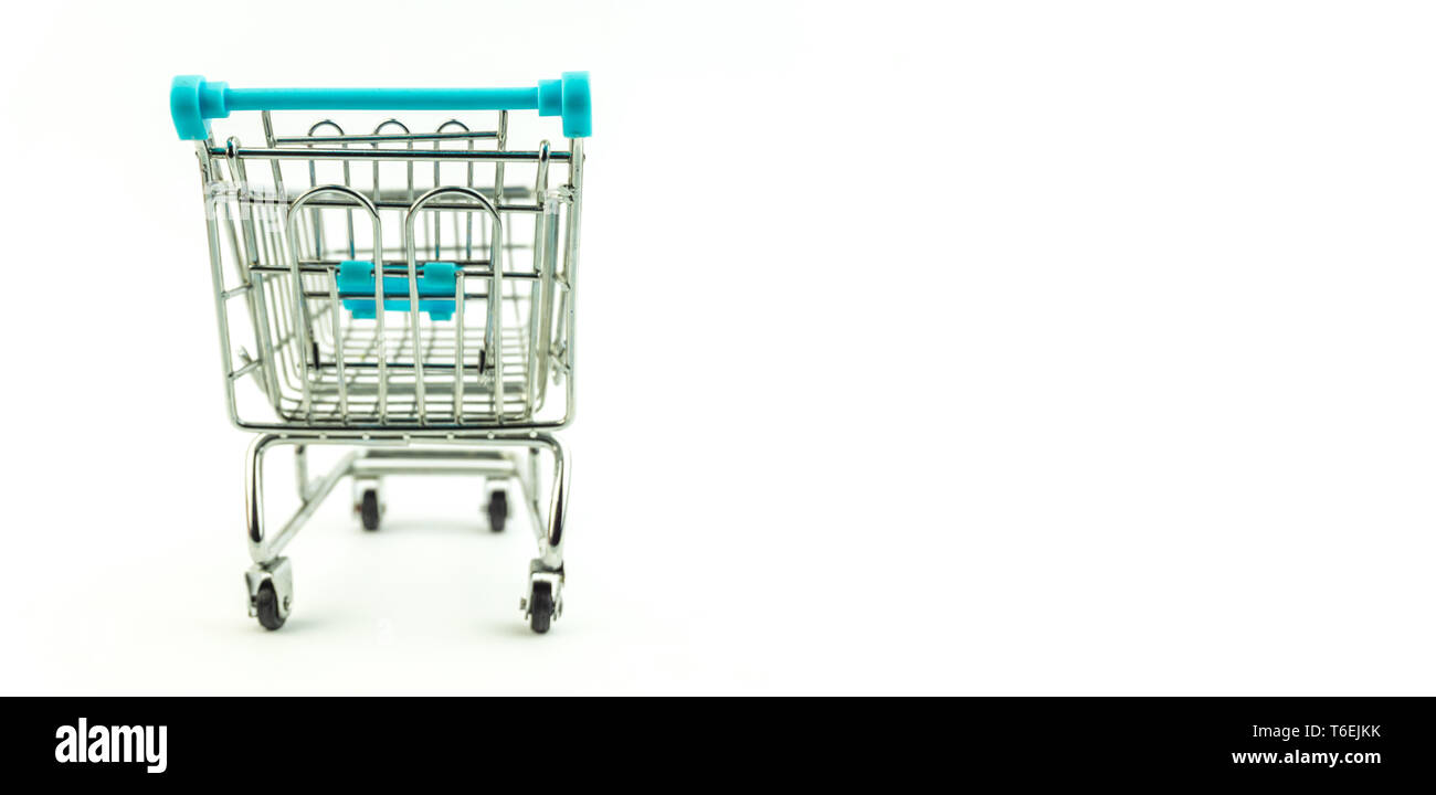 Front View of Shopping Cart On White Background with copy space Stock ...