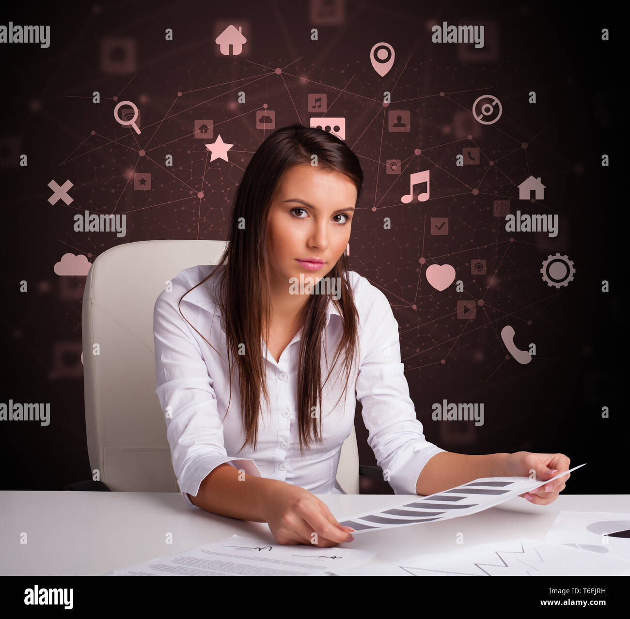 Secretary work with office and multitask concept Stock Photo - Alamy