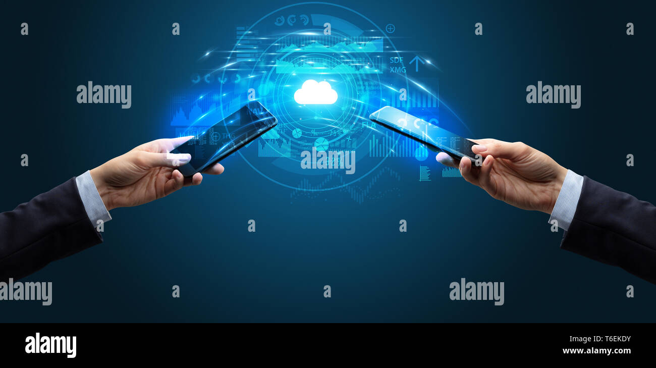 Two smart phones technology transfer hi-res stock photography and ...