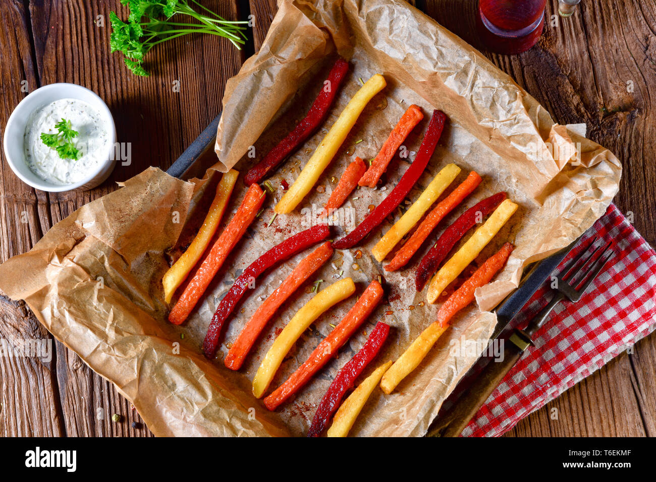 colorful vegetable fries from the oven Stock Photo - Alamy