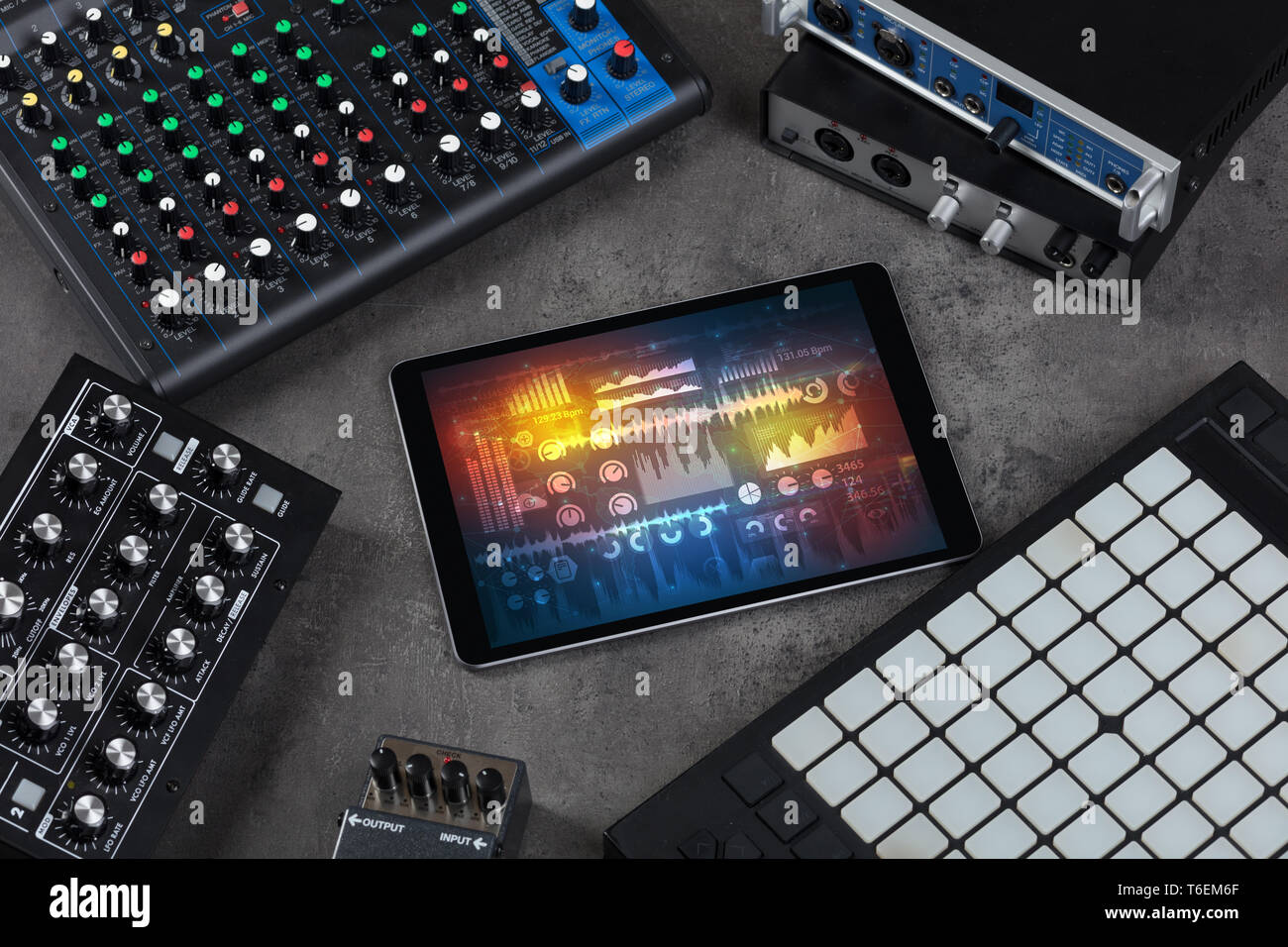 Electronic music instruments, microphone, piano, consoles and tablet ...