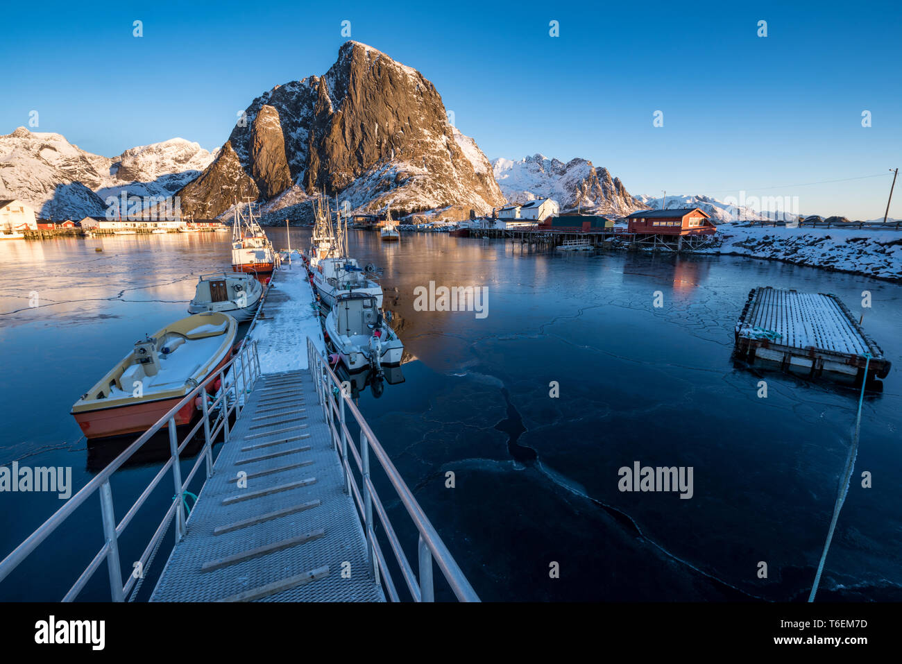 Lofoten Norway Hamnoy port in winter Stock Photo - Alamy