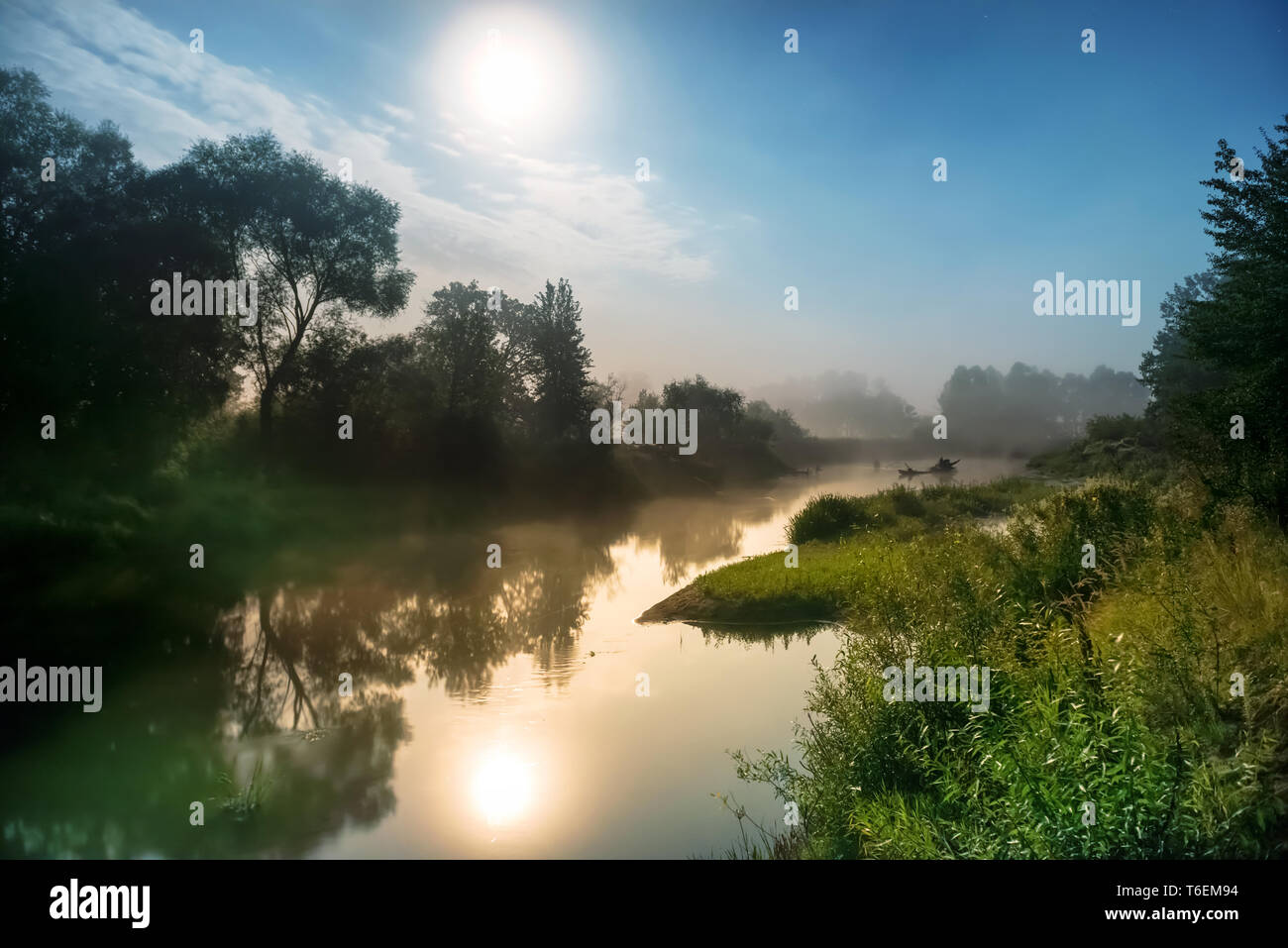 Beautiful night sky over river hi-res stock photography and images - Alamy