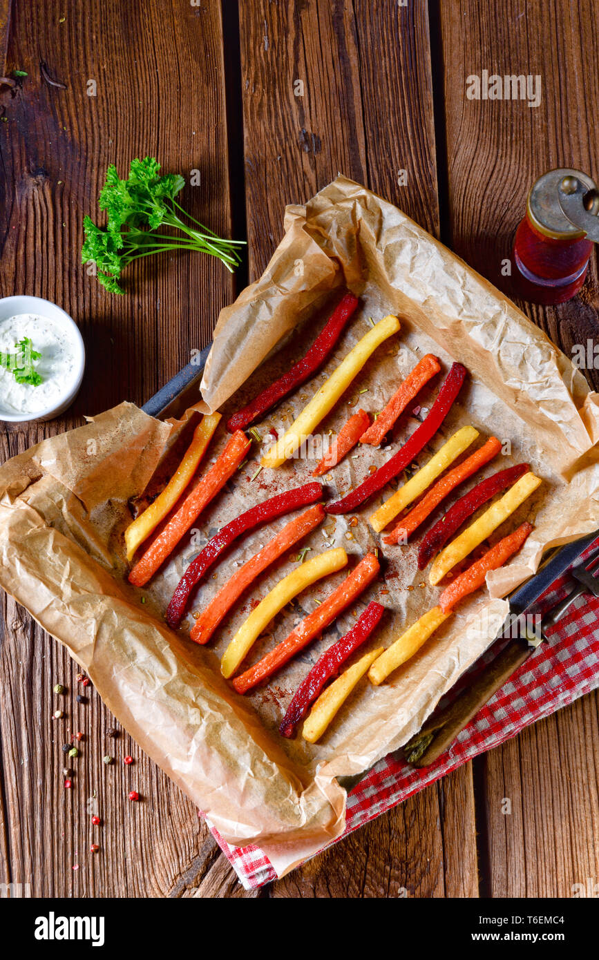 colorful vegetable fries from the oven Stock Photo - Alamy