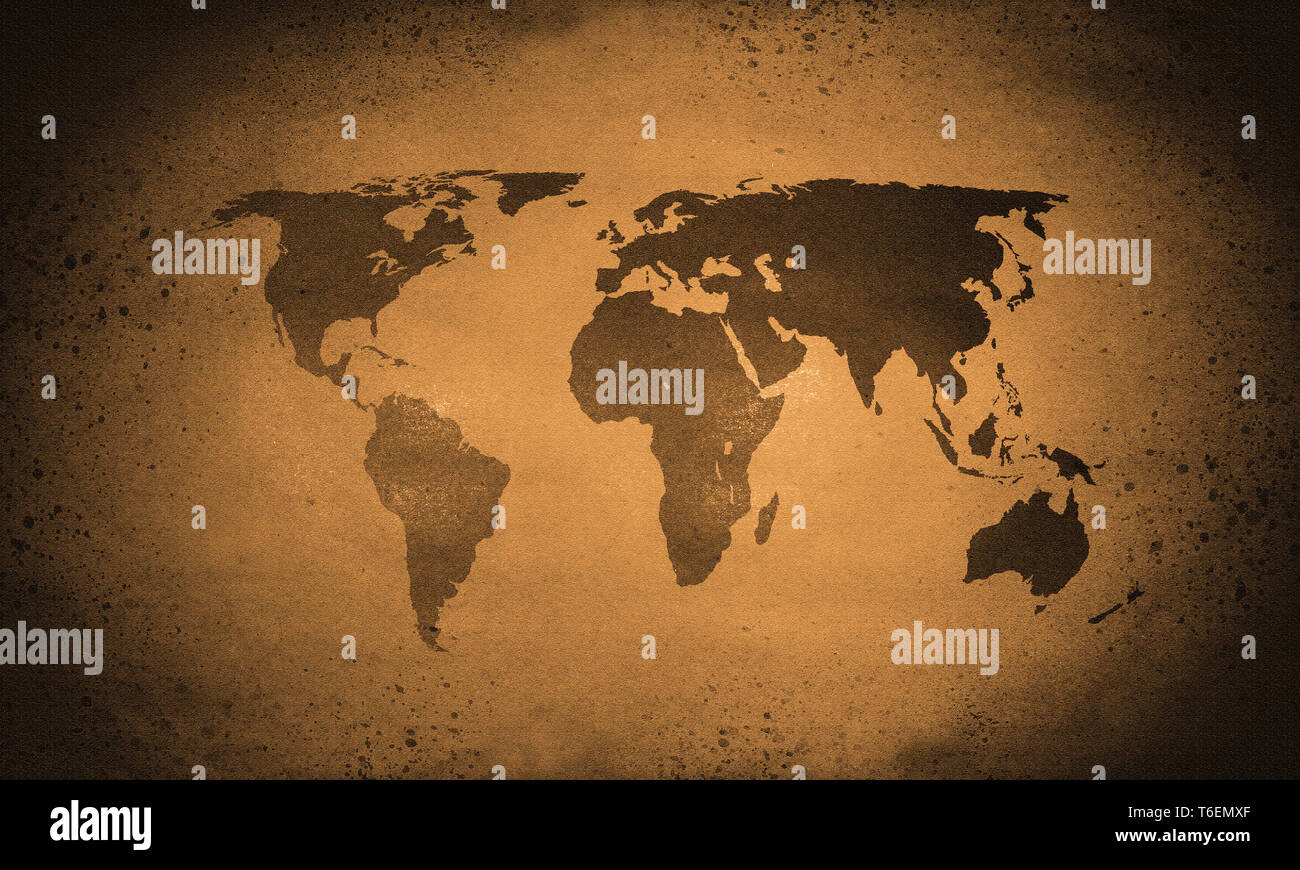Orange world map Stock Photo - Alamy