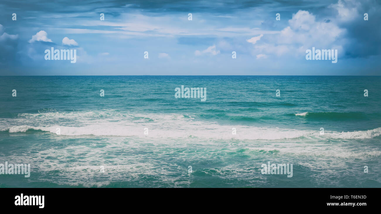 Beautiful view of sea waves. Tropical landscape. Panorama Stock Photo ...