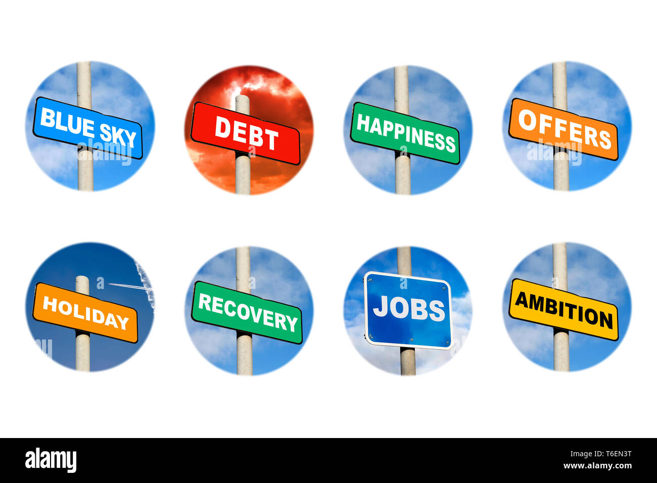 Collection of 8 signs in circles Stock Photo - Alamy