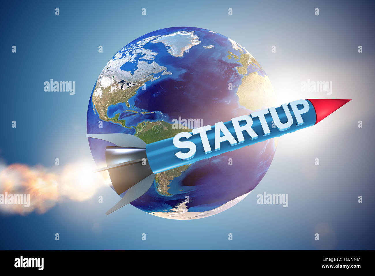 Rocket in business start-up concept - 3d rendering Stock Photo - Alamy