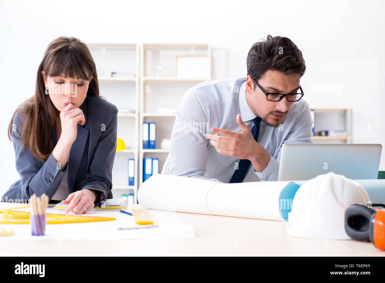 Engineers laptop project plan on hi-res stock photography and images ...