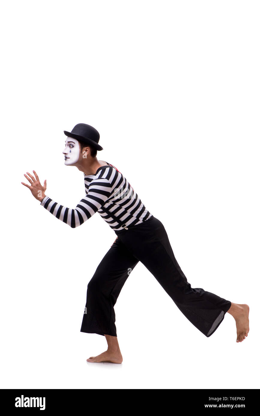 Young mime isolated on white background Stock Photo - Alamy