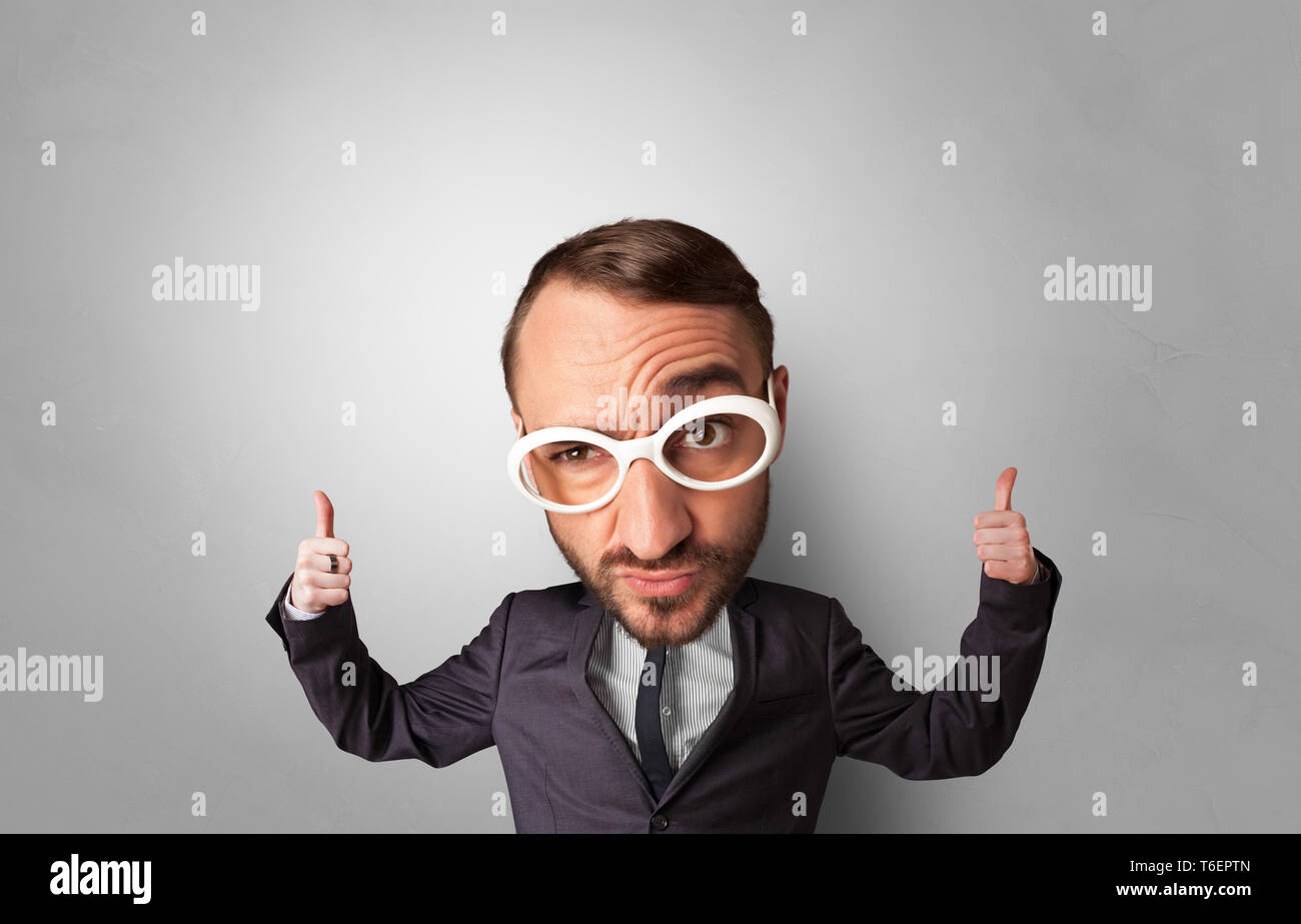 Big head on small body with copy space Stock Photo - Alamy
