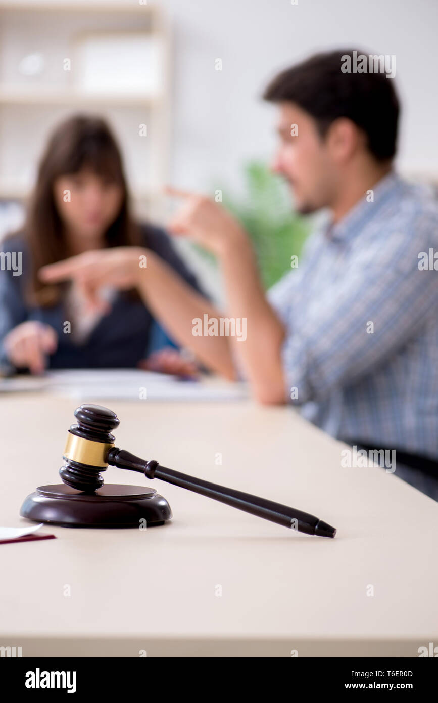 Female lawyer meeting with his male client in the office Stock Photo ...