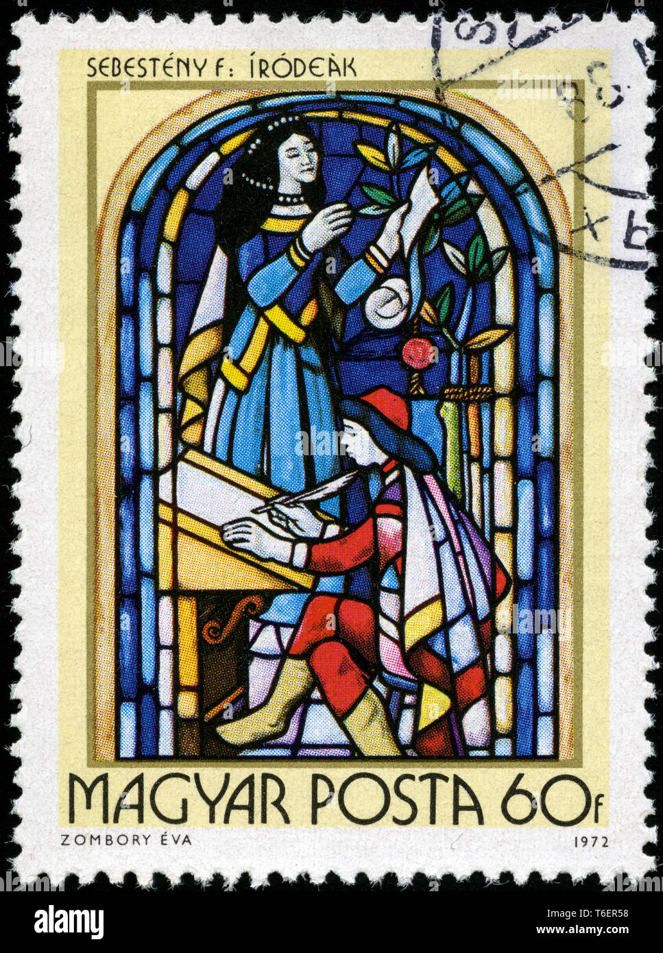 Postage stamp from Hungary in the Stained-glass Windows series issued ...
