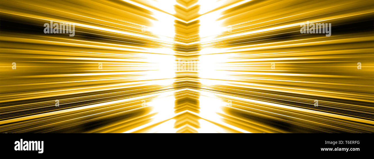 Radiating white light burst on yellow banner Stock Photo - Alamy