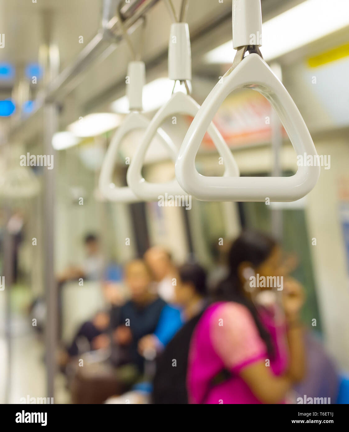 Singapore metro train handrail Stock Photo - Alamy