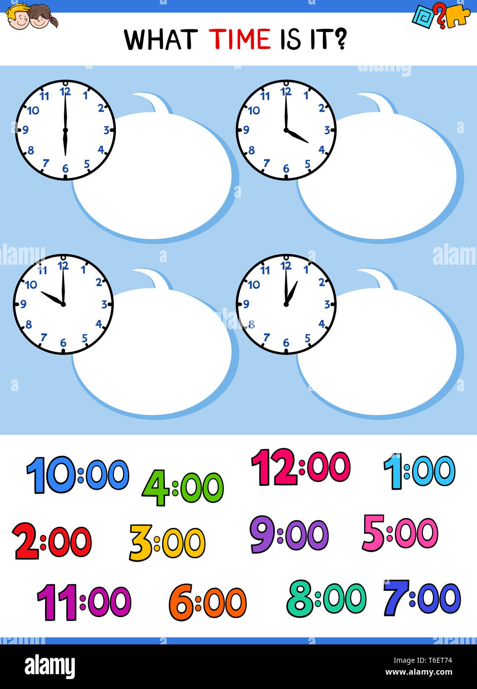 Clock face worksheet hi-res stock photography and images - Alamy