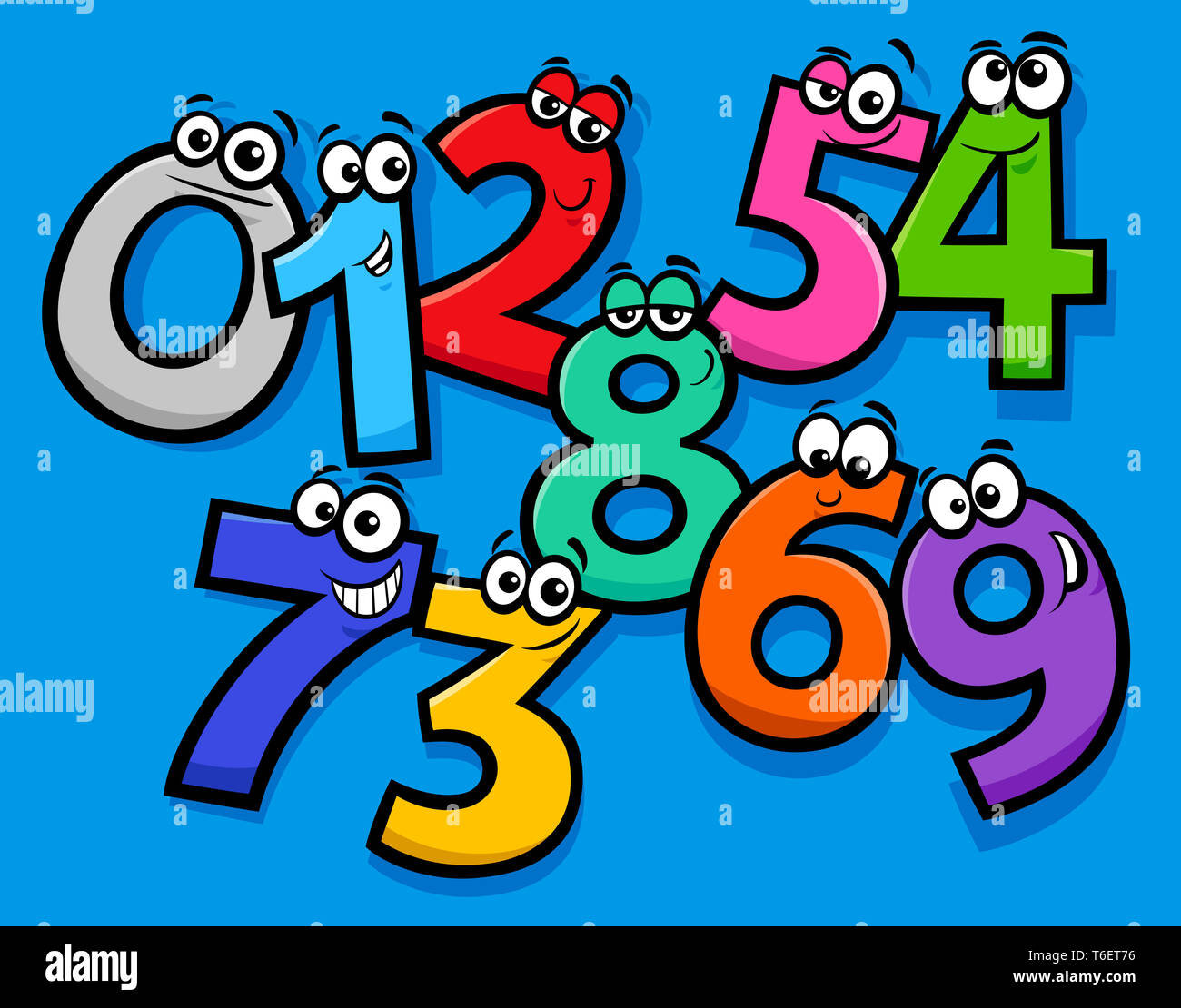 basic numbers cartoon characters group Stock Photo - Alamy