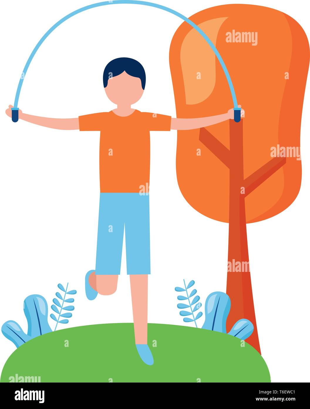sporty man jumping rope Stock Vector Image & Art - Alamy