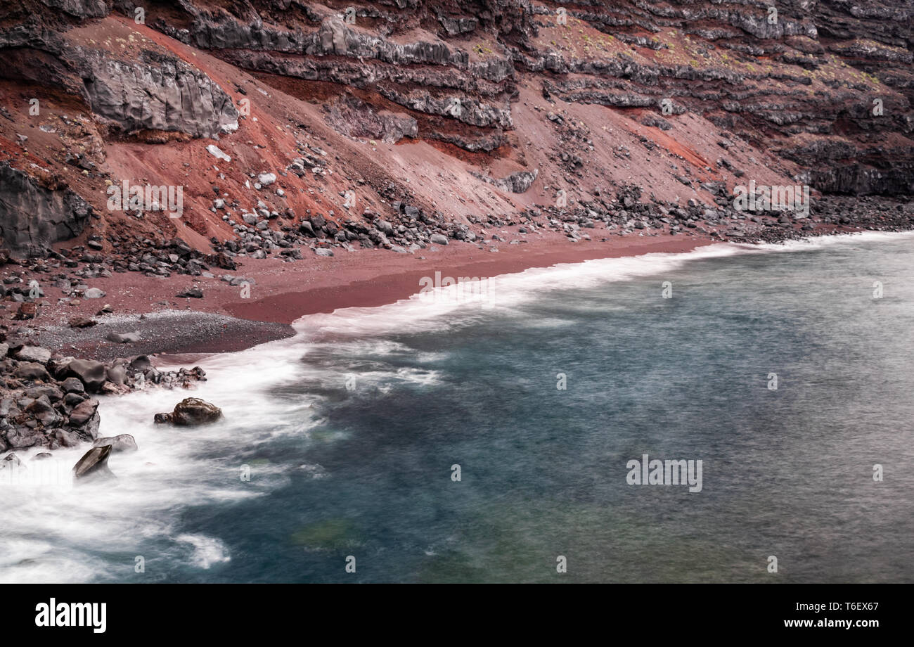 Verodal beach, red volcanic sand beach, long exposure photography ...