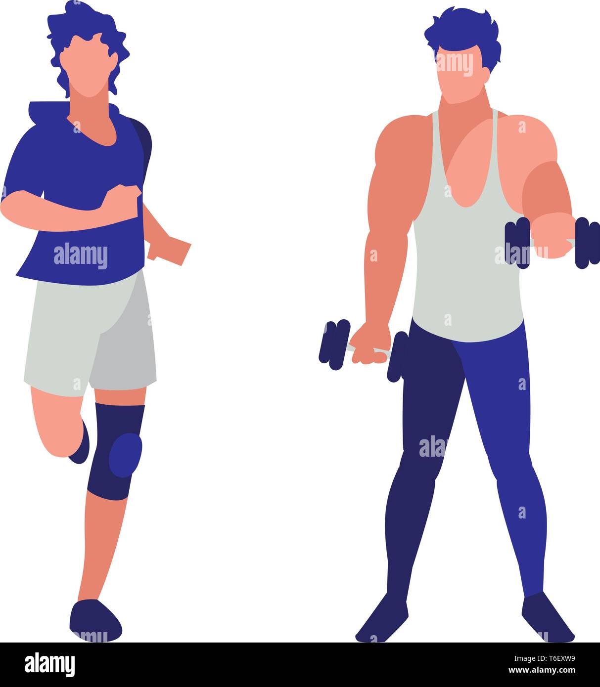 athletic men weight lifting and running vector illustration design ...