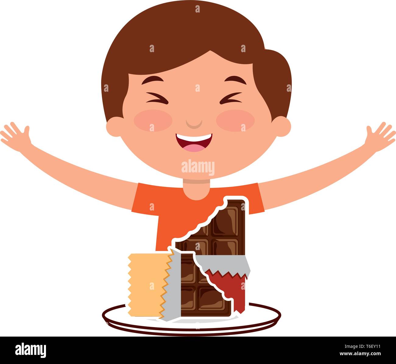 Boy eating chocolate funny Stock Vector Images - Alamy