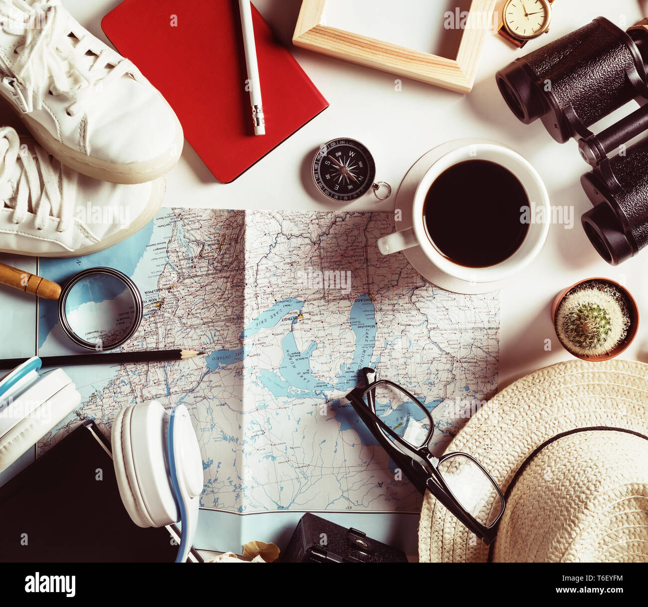 Essential travel accessories Stock Photo - Alamy