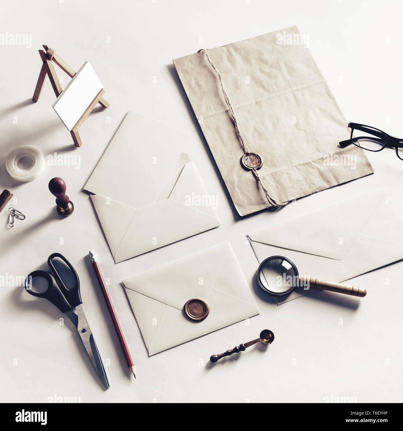 Vintage stationery set Stock Photo - Alamy