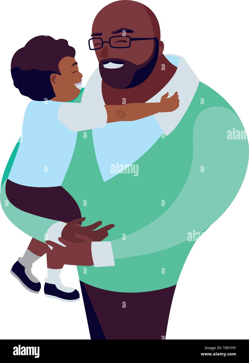 afro father with son characters vector illustration design Stock Vector ...