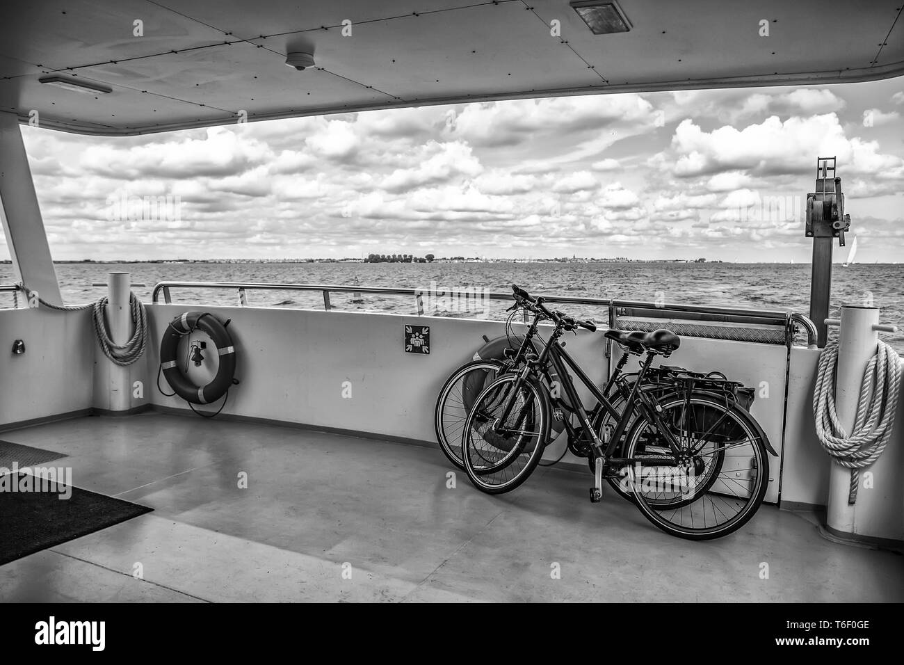 Inside a boat in the sea, detail of maritime transport, cruise and ...