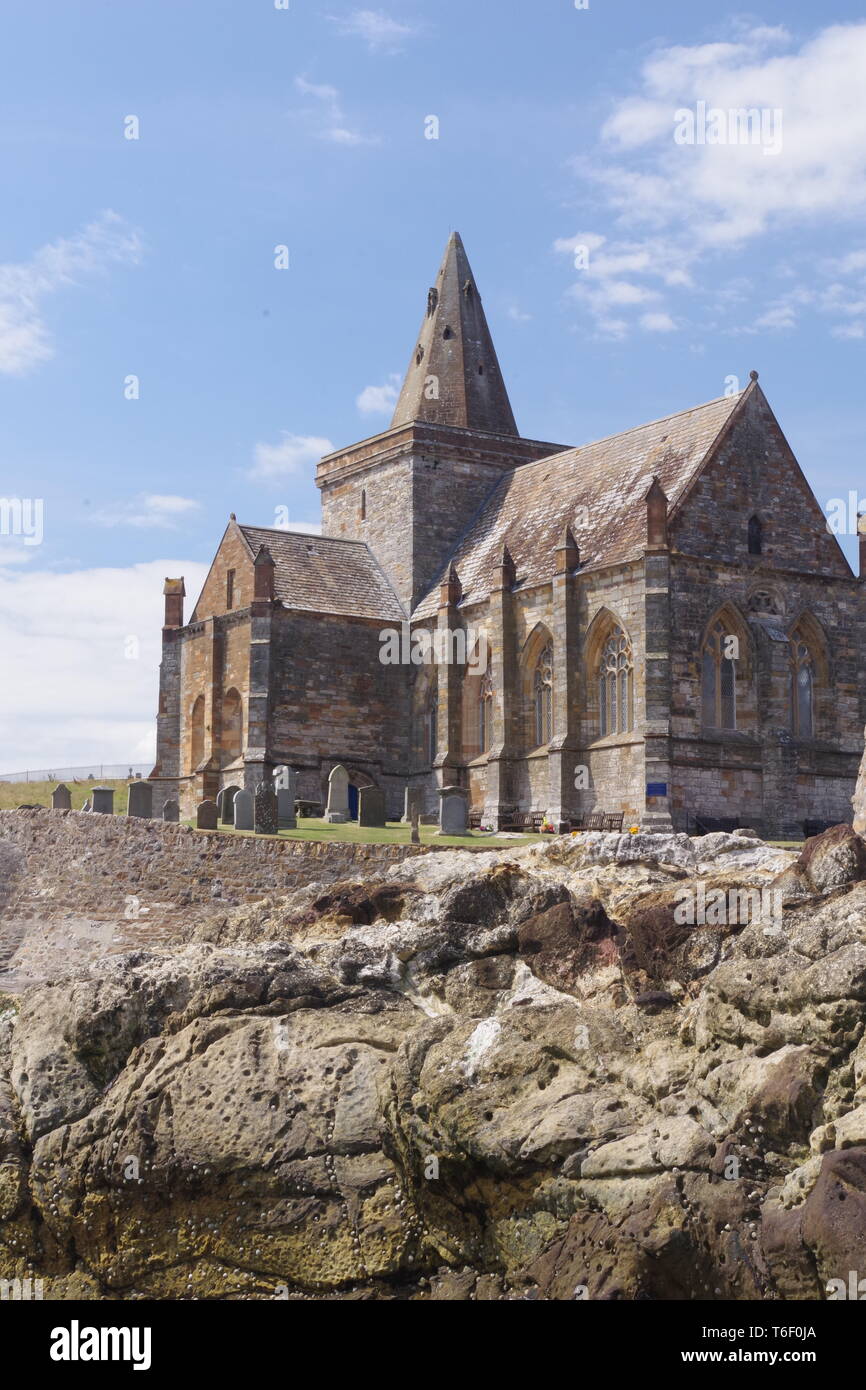 St Monans Parish Church on a Sunny Summers Day along the Fife Coast ...