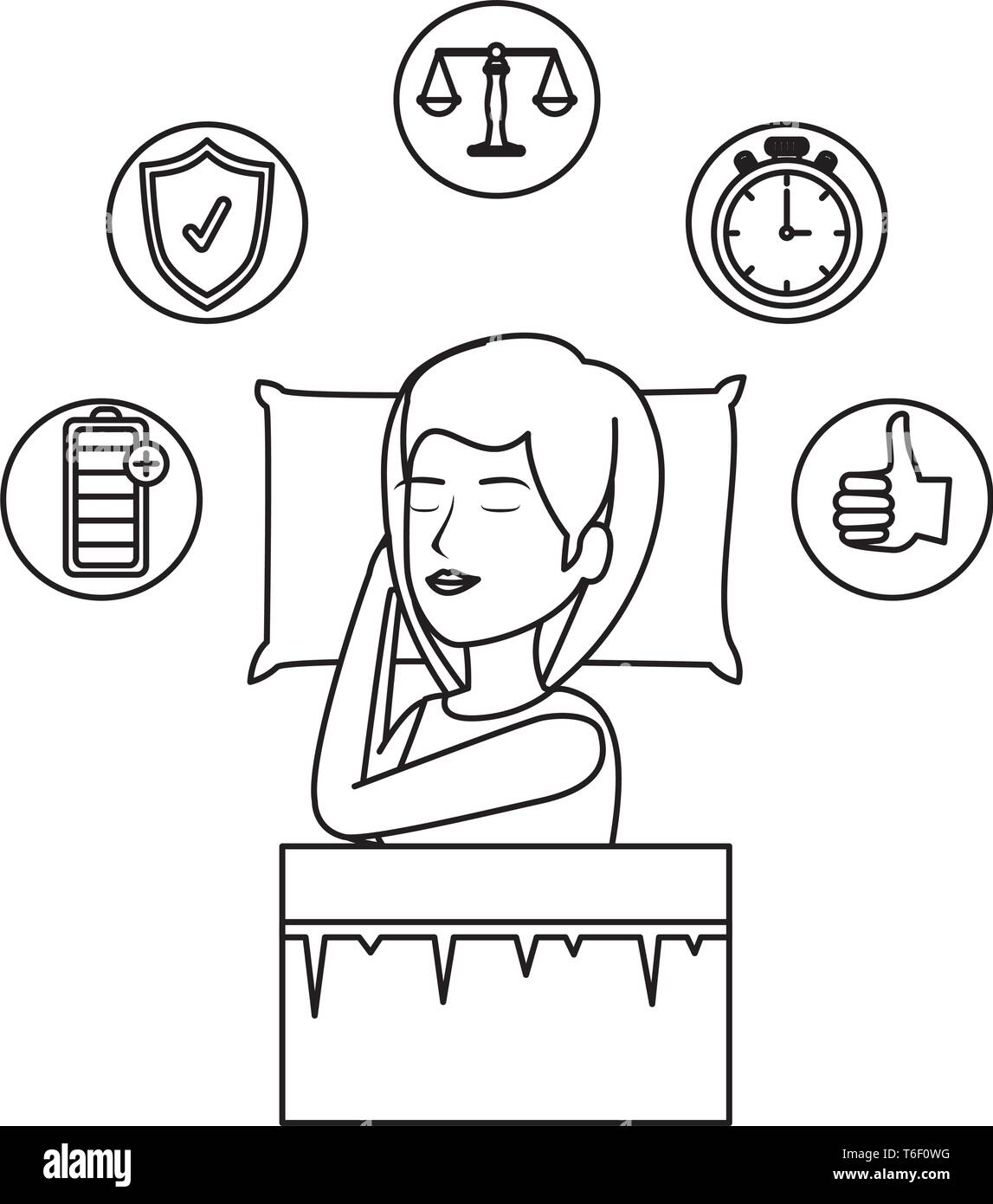 beautiful woman slepping with set icons Stock Vector Image & Art - Alamy