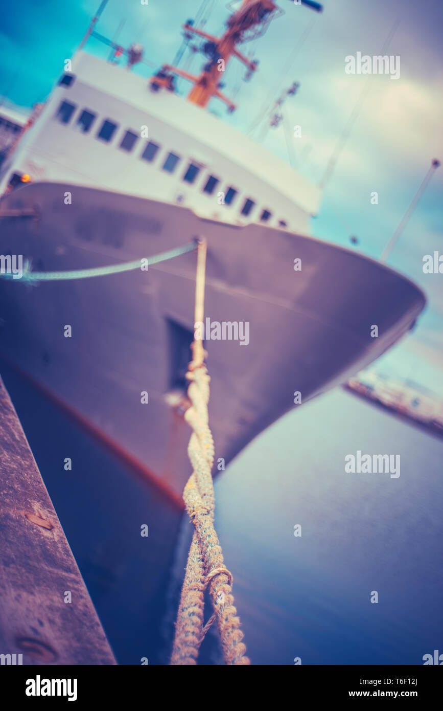 Commercial Ship In Harbor Stock Photo - Alamy