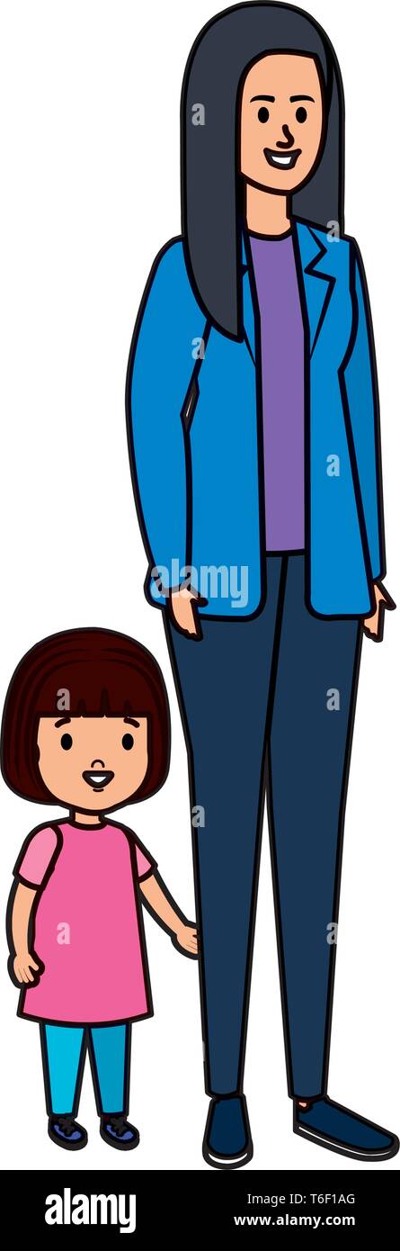 young mother with little daughter Stock Vector Image & Art - Alamy
