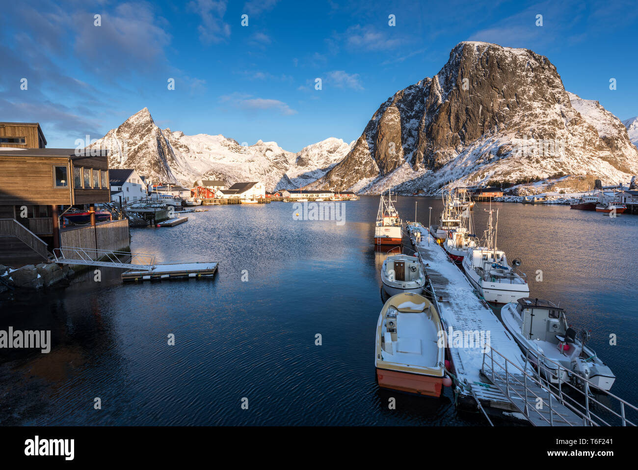 Lofoten Hamnoy port in winter Stock Photo - Alamy