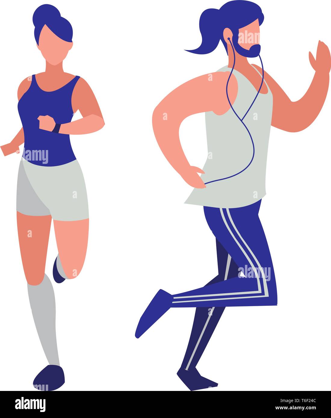 athletics couple running characters vector illustration design Stock ...