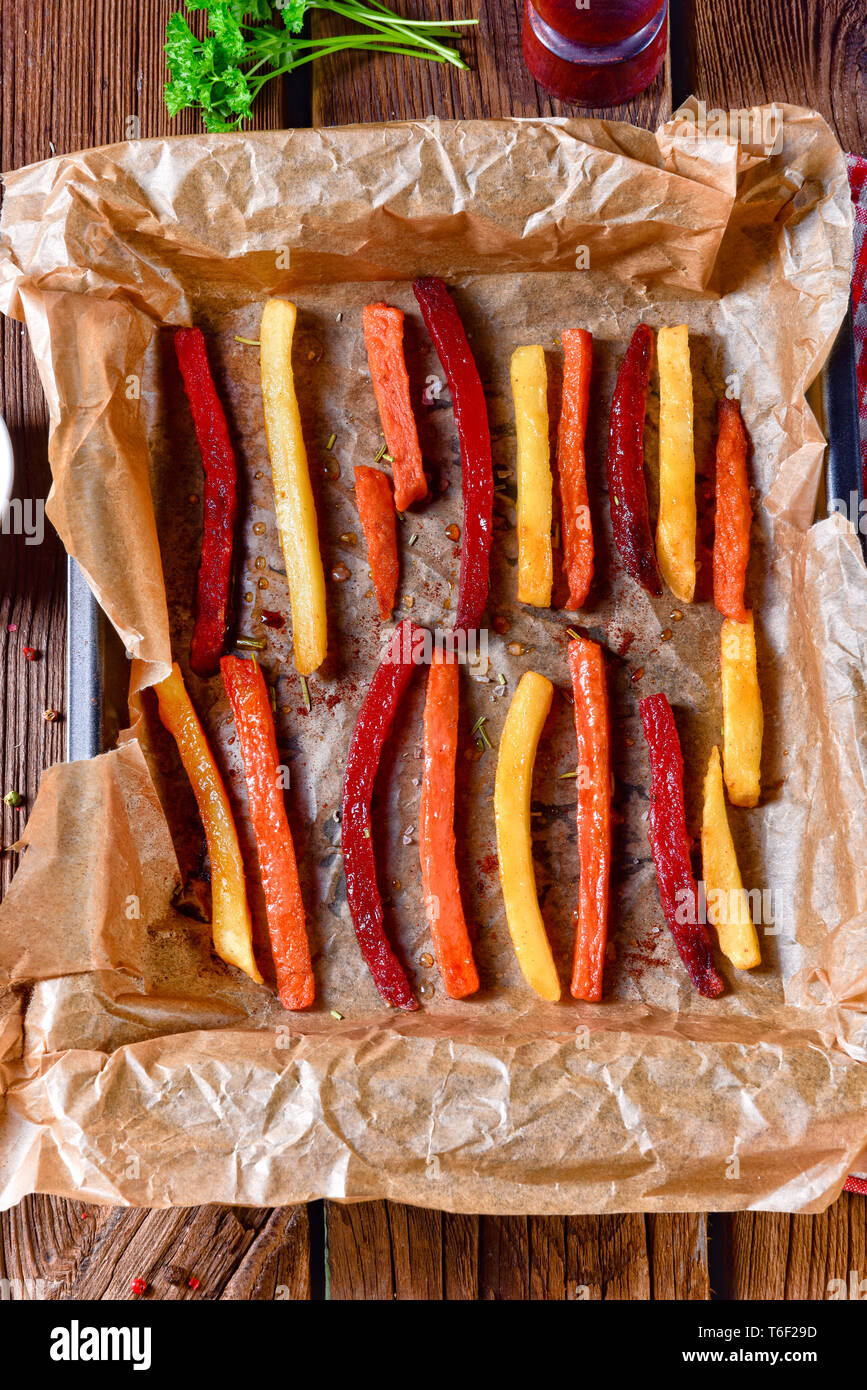 colorful vegetable fries from the oven Stock Photo - Alamy