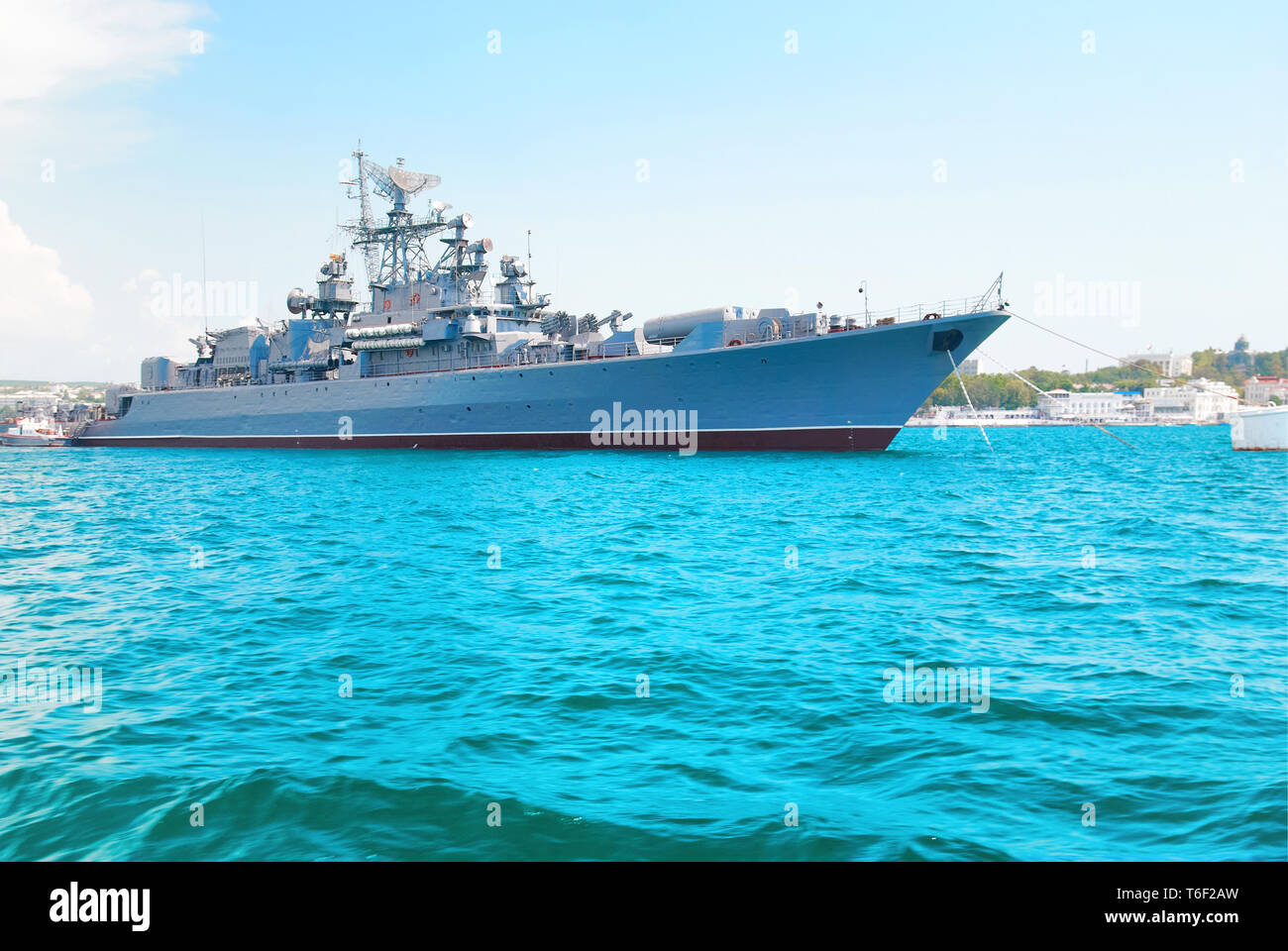 Military navy ship in blue sea Stock Photo - Alamy