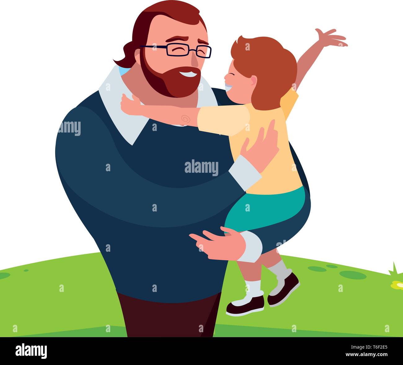 father with son in the field vector illustration design Stock Vector ...